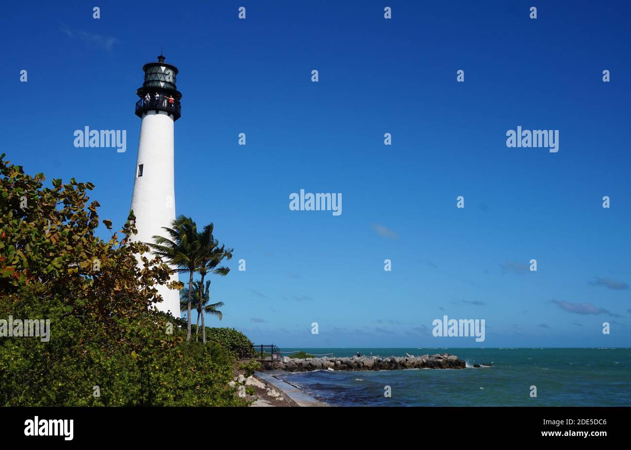 A view of the famous Cape Florida Lighthouse in Miami, Florida in the ...