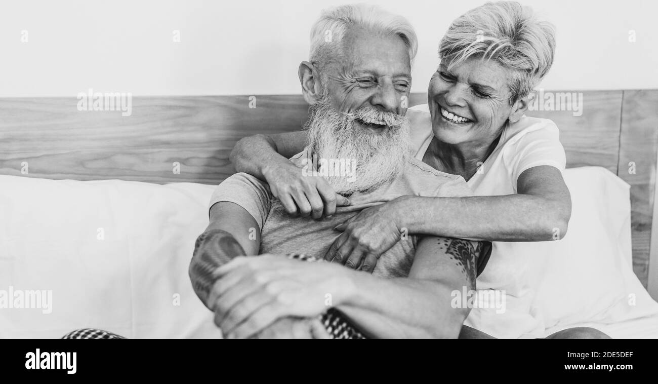 Mature couple bed love Black and White Stock Photos & Images - Alamy