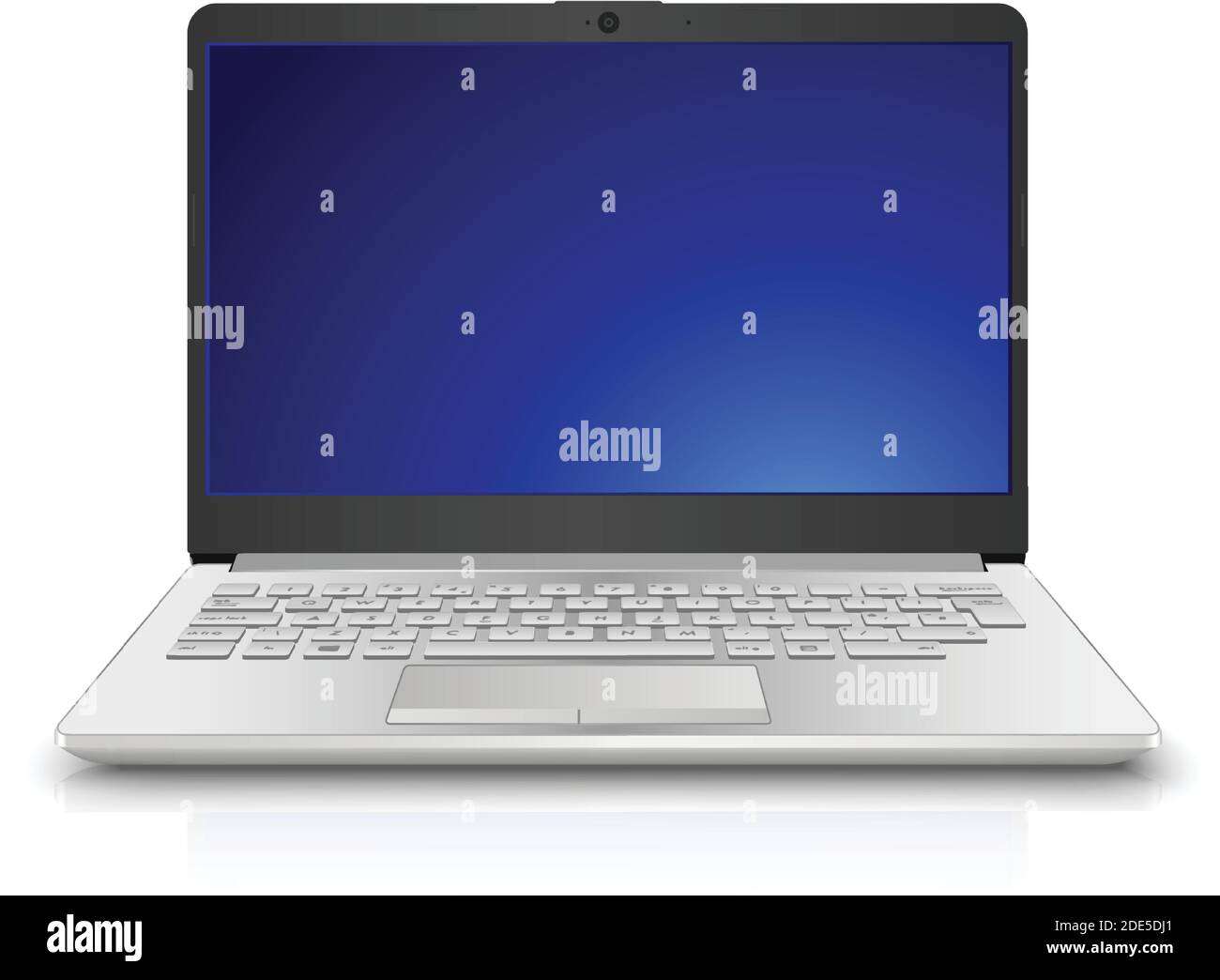 3d realistic vector laptop computer front view. Isolated on white ...