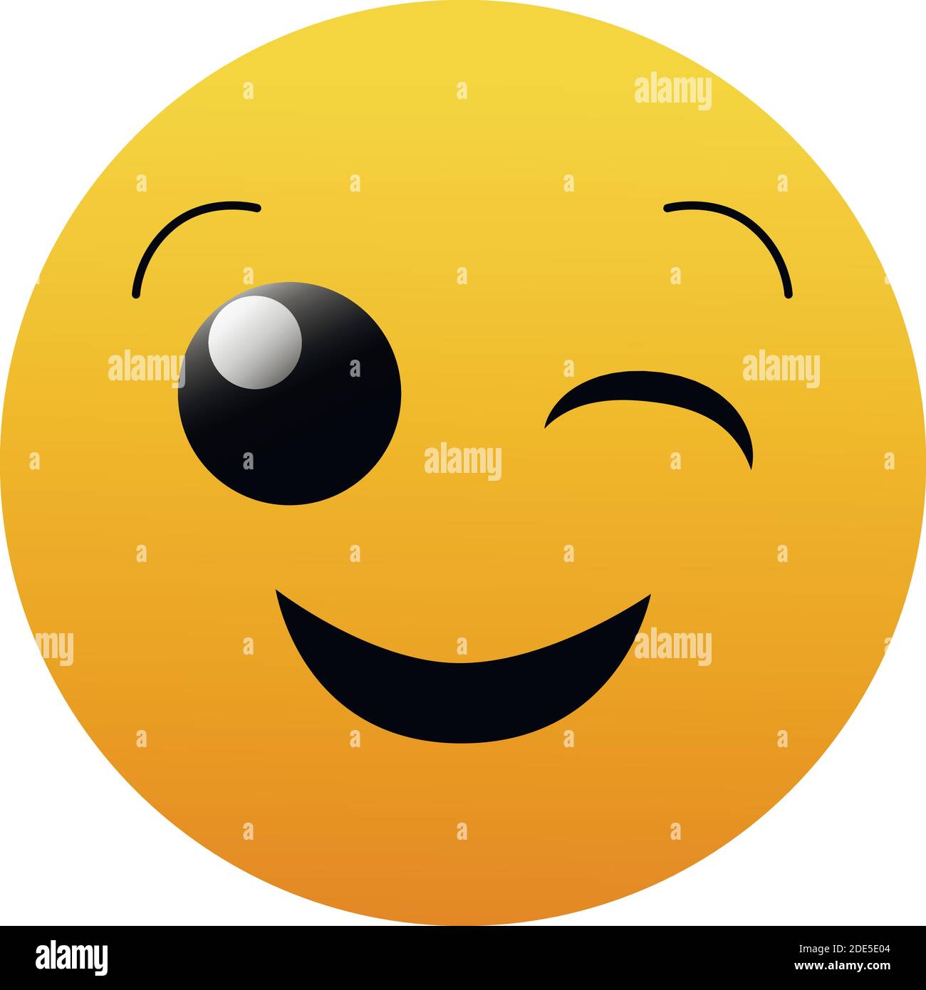 Winking emoticon isolated on white background. Happy yellow emoji ...
