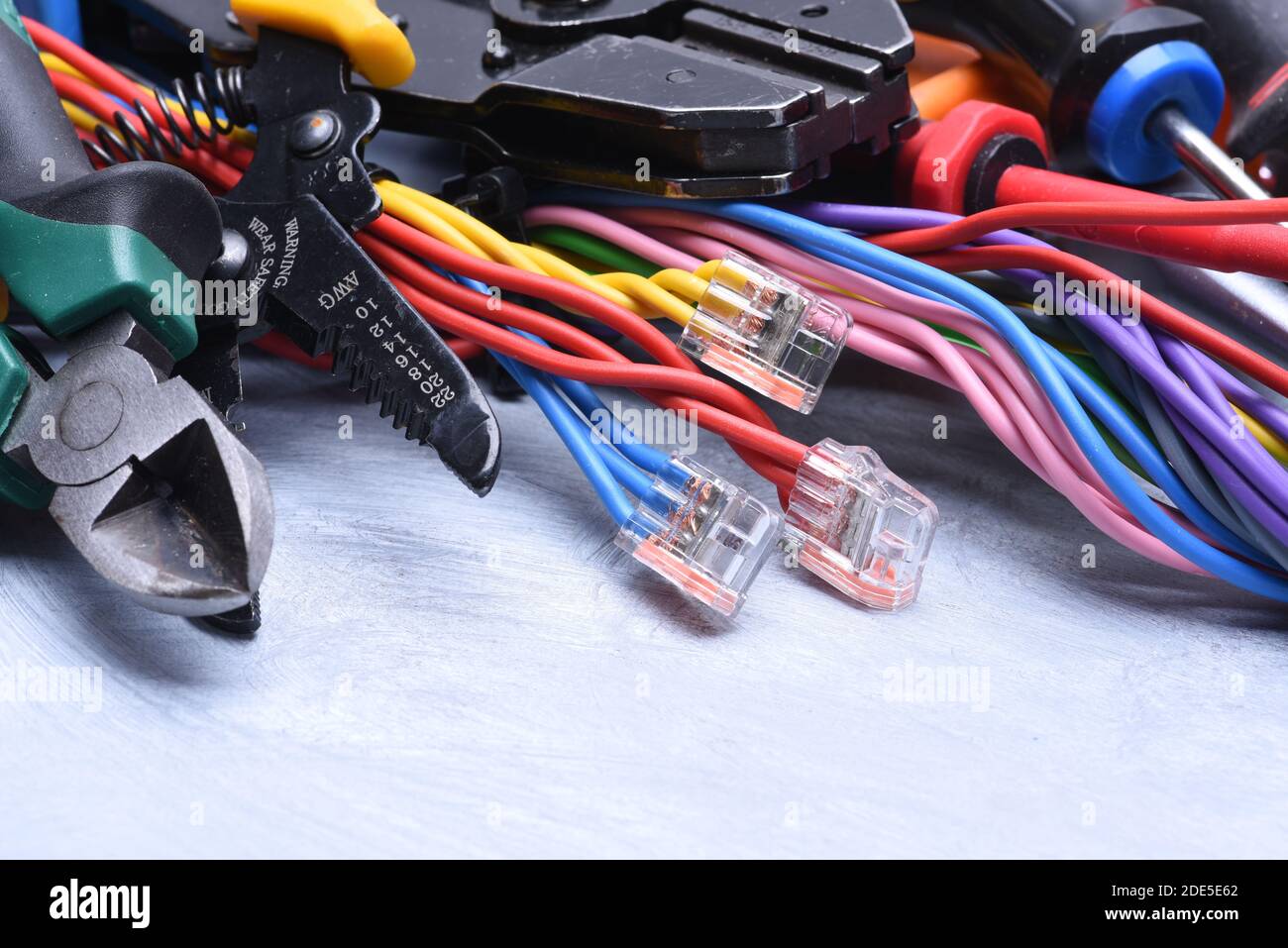 Set of tools for electrician and electrical cables Stock Photo - Alamy