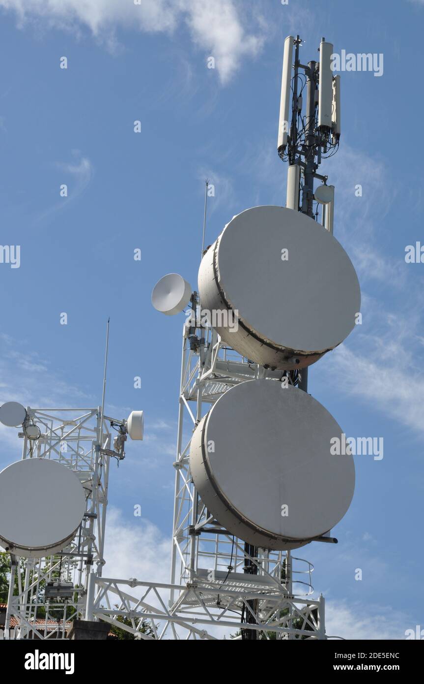 Telecommunication mast with antennas Stock Photo - Alamy