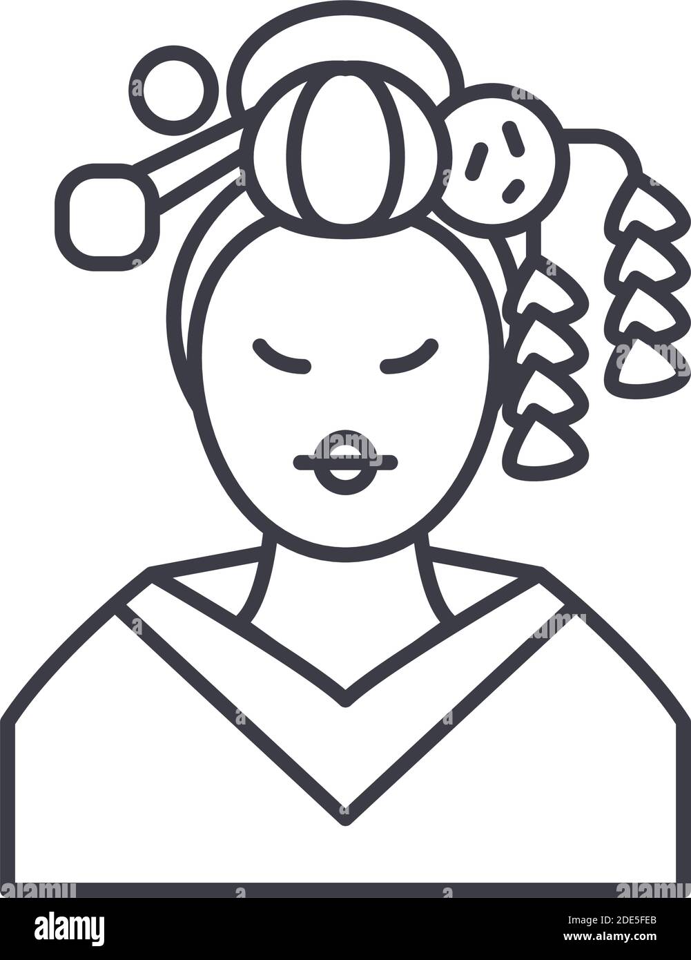 Geisha icon, linear isolated illustration, thin line vector, web design ...