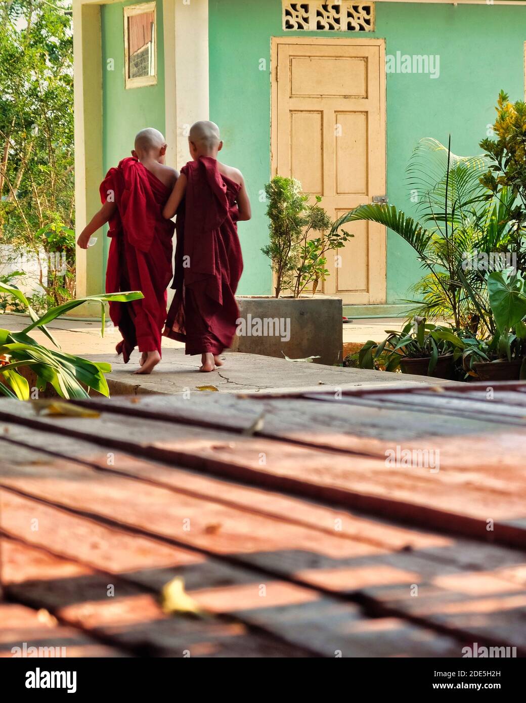 Two young monks in a monastery Stock Photo - Alamy