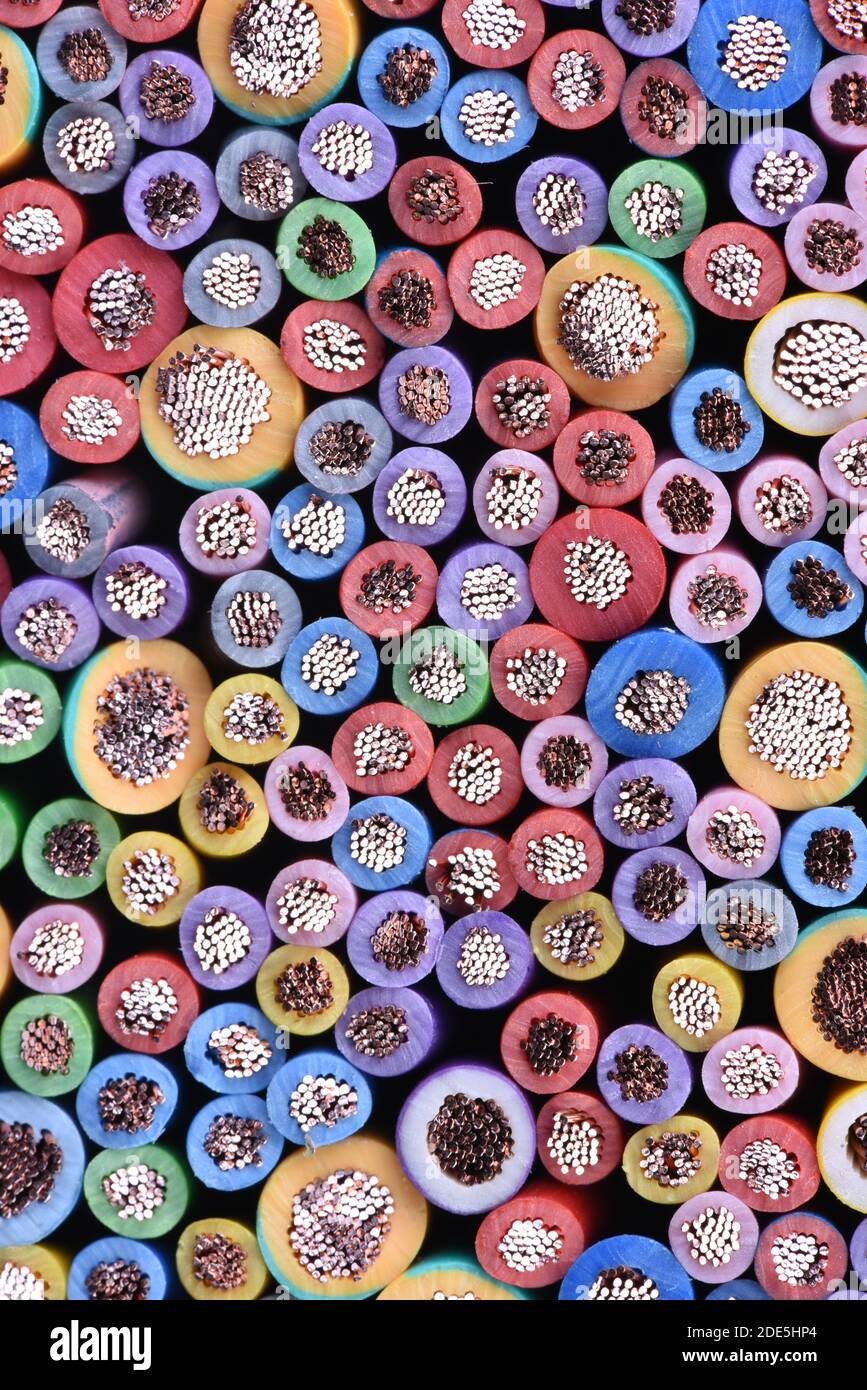 Colored electric cables closeup Stock Photo - Alamy