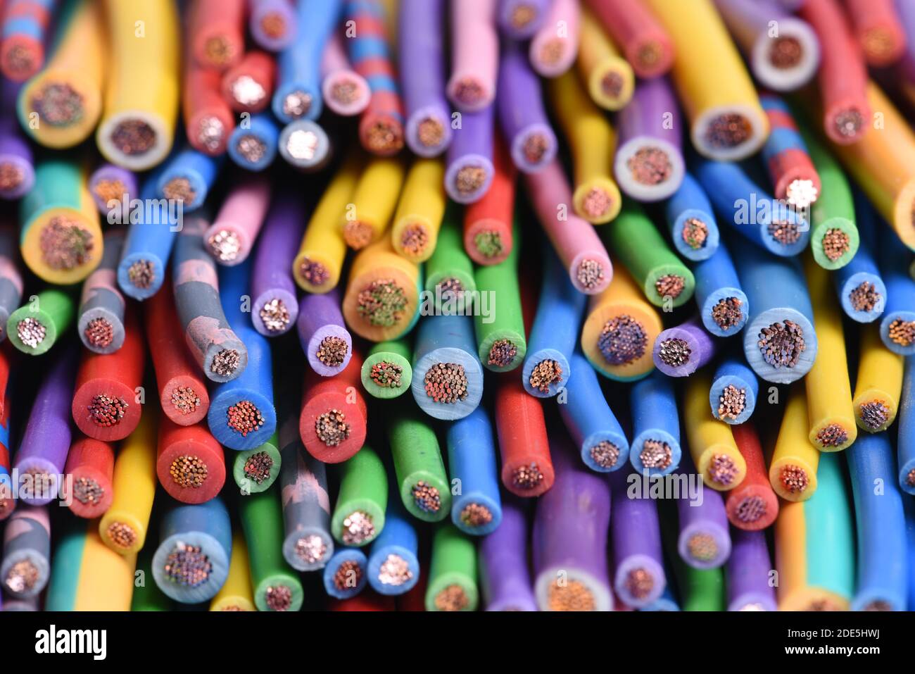 Colored electric cables closeup Stock Photo - Alamy