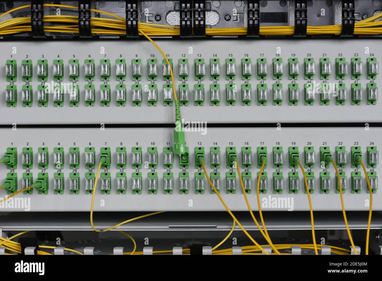 Distribution panel of fiber network with optical network cables Stock ...