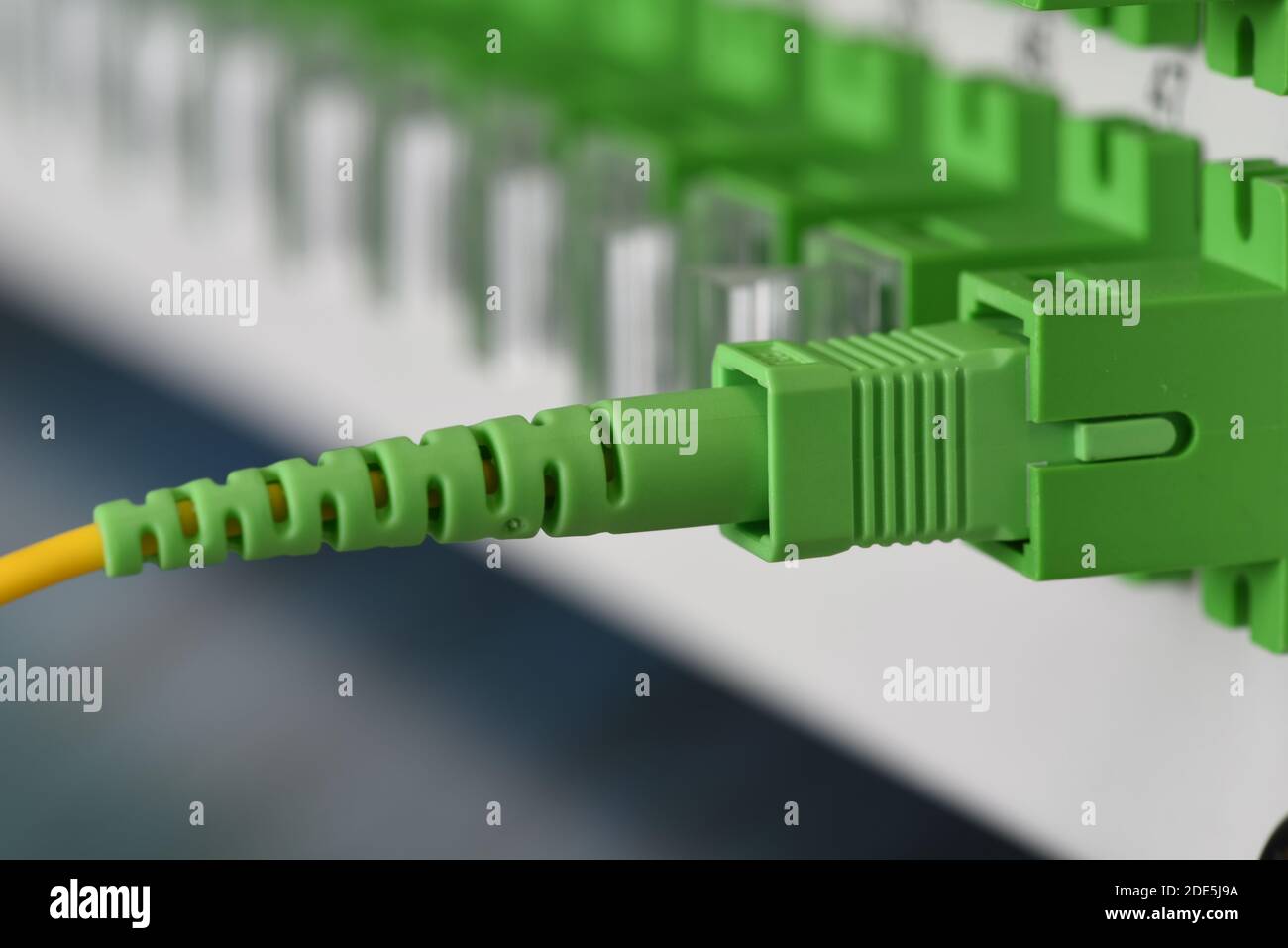 Optical distribution panel with connected patch cord cable Stock Photo ...