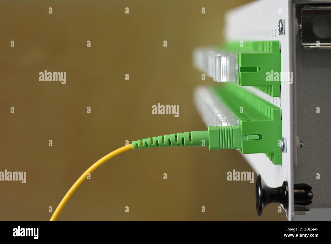 Optical distribution panel with connected patch cord cable Stock Photo ...