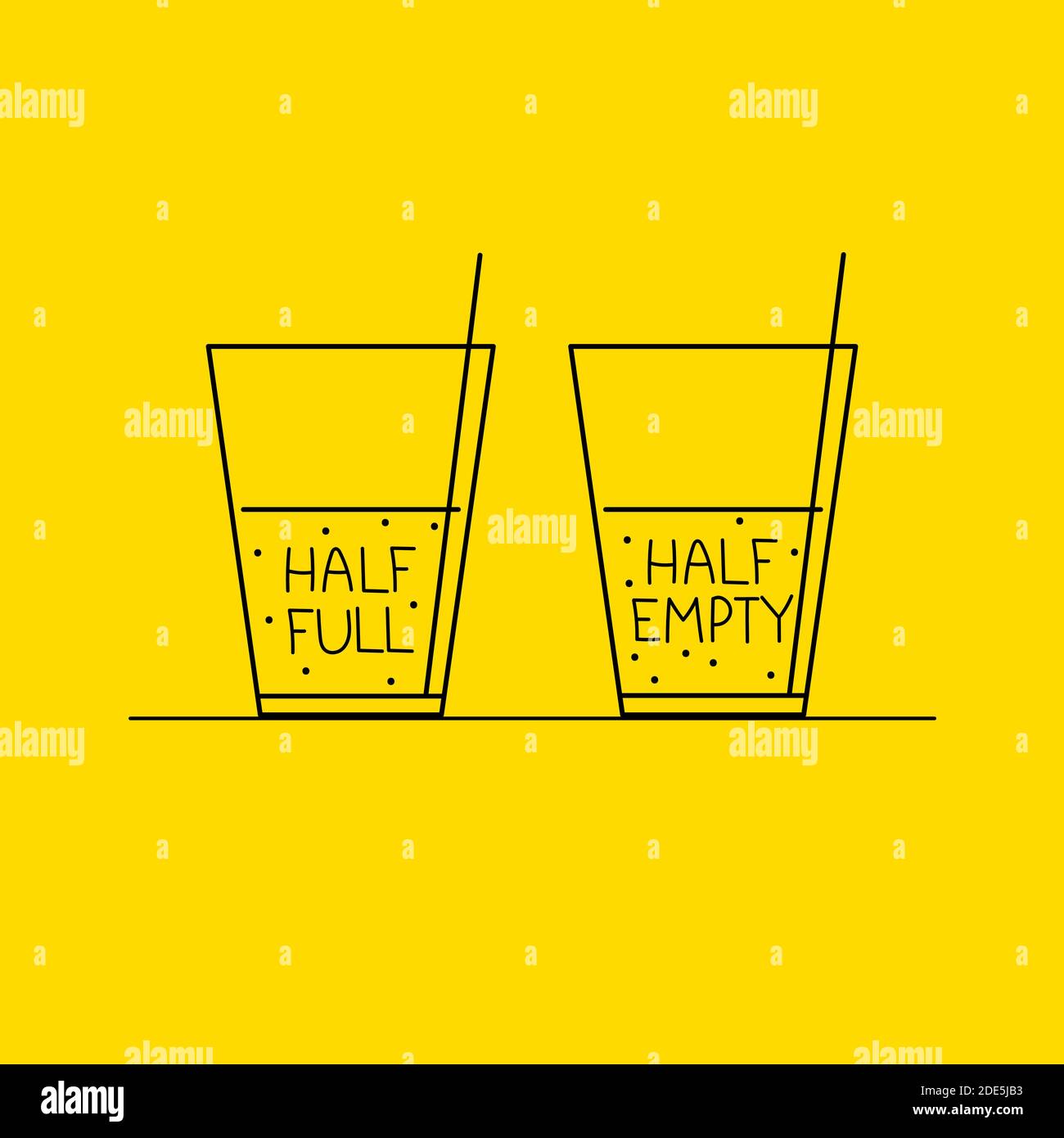 Half full and half empty glass. Life philosophy of optimist and ...