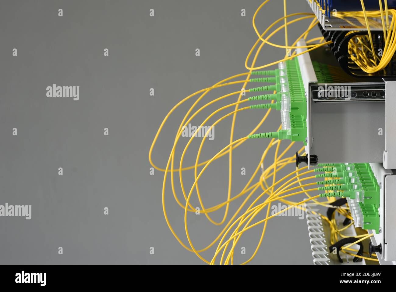 Fiber optical distribution panel switch with cables in server room ...