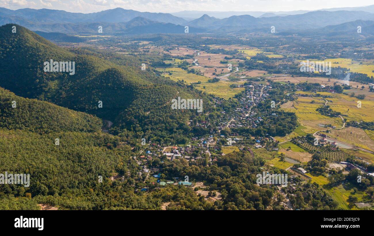 Top View Point of Pai district Mae Hong Son Thailand. Pai is a small ...