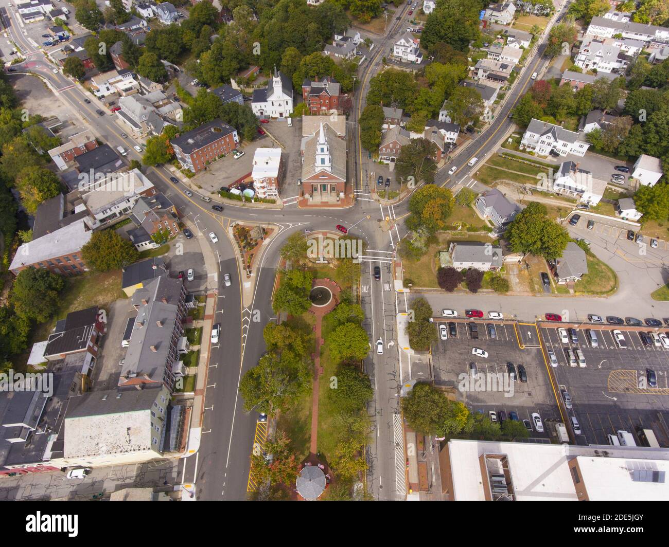 Fitchburg Upper Common and First Parish Unitarian Church aerial view on ...
