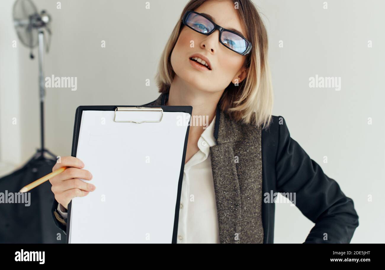 business woman documents office finance manager Work Stock Photo - Alamy