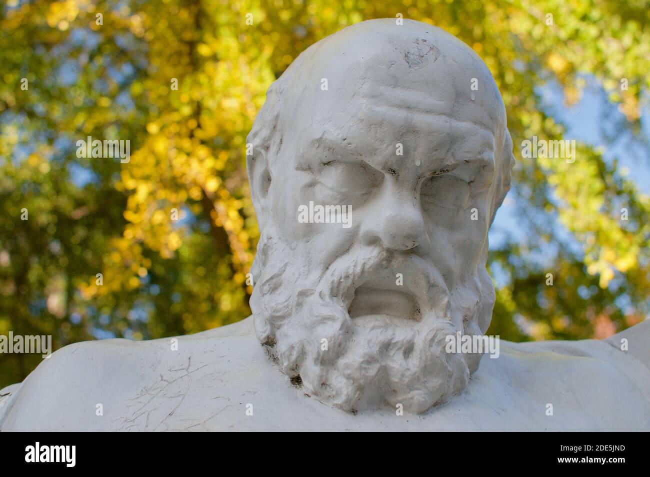 Close up view of Socrates dying resin statue located inside the Parco ...