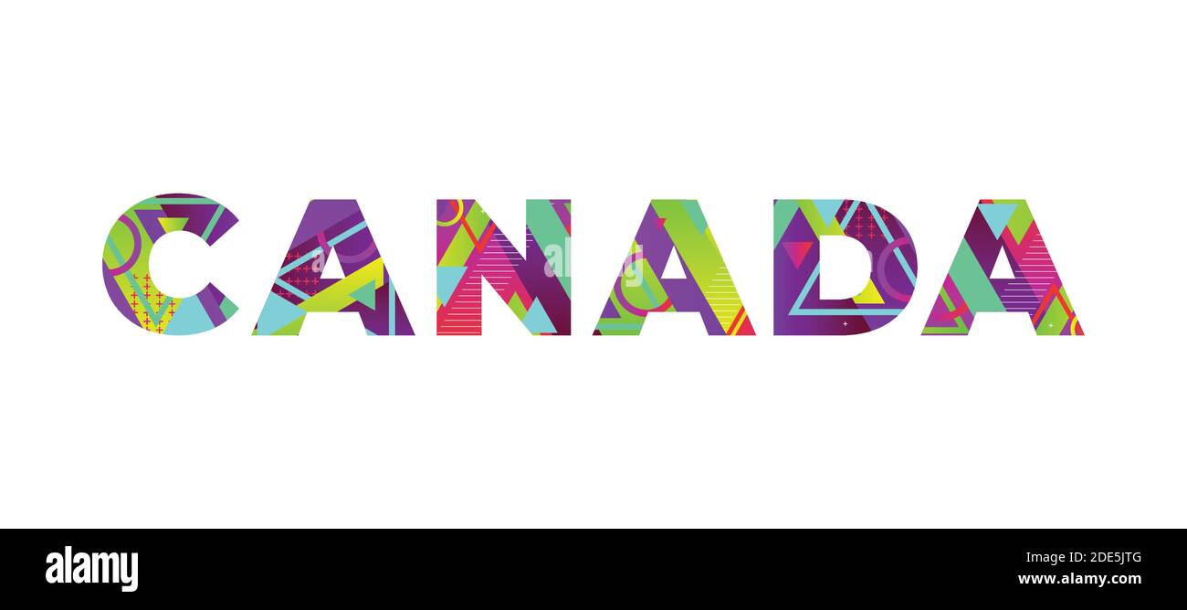 The word CANADA concept written in colorful retro shapes and colors ...