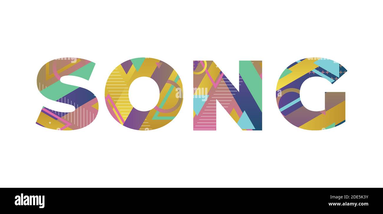 The word SONG concept written in colorful retro shapes and colors ...