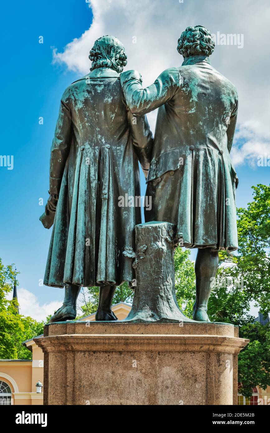 The Goethe-Schiller monument stands in front of the German National ...