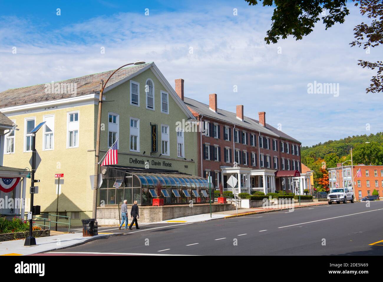 Historic commercial buildings on Main Street at Upper Common in ...