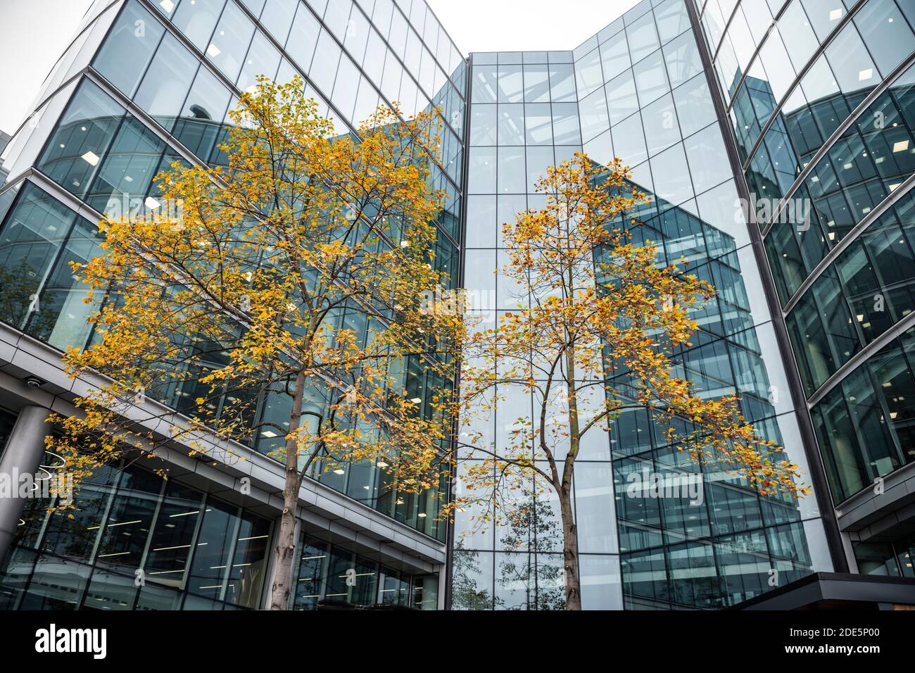 Modern glass office buildings in London, cityscape showing urban ...