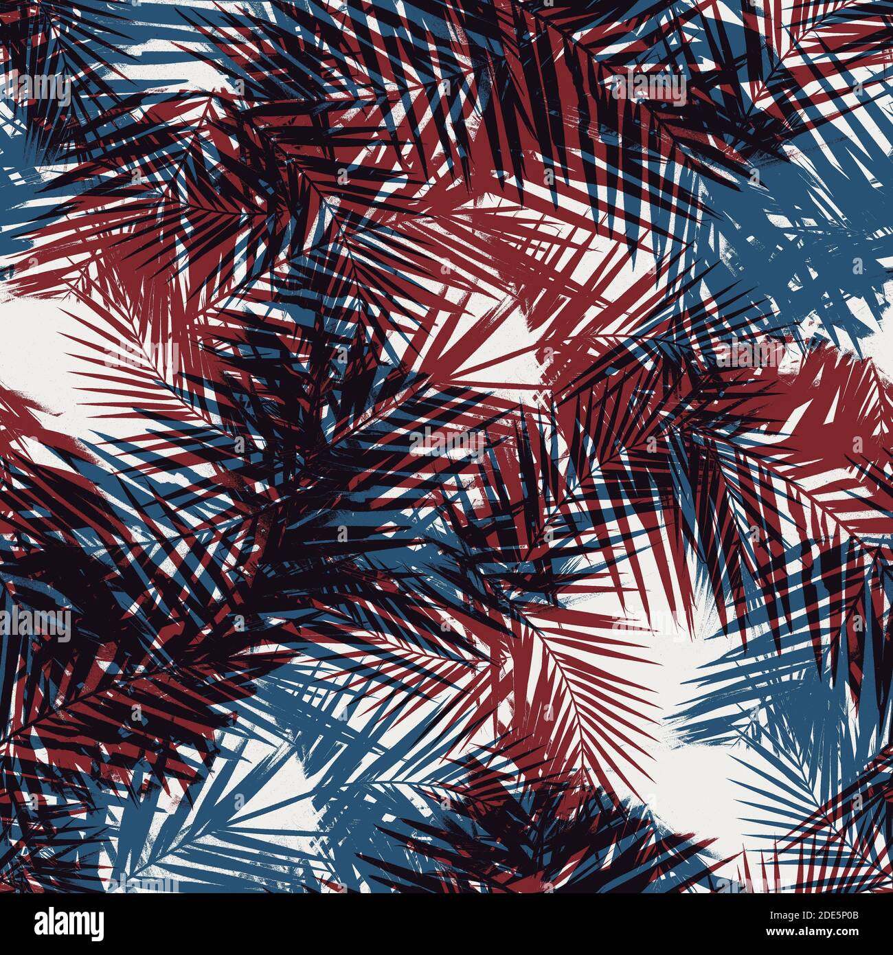 Seamless tropical pattern in red blue black white Stock Photo - Alamy