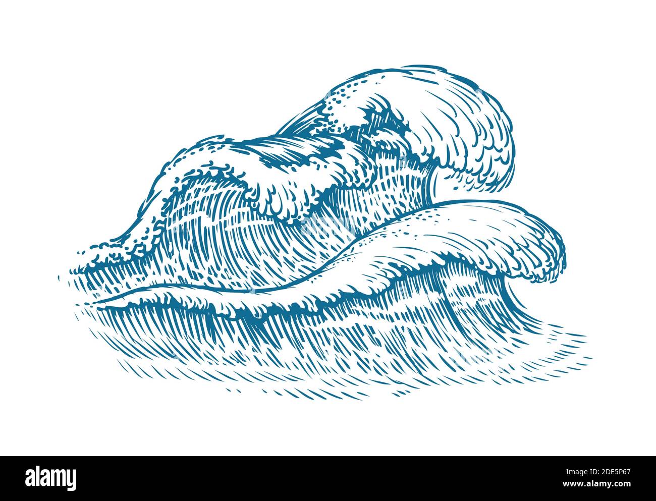 Waves sketch. Seascape vintage vector illustration Stock Vector Image ...