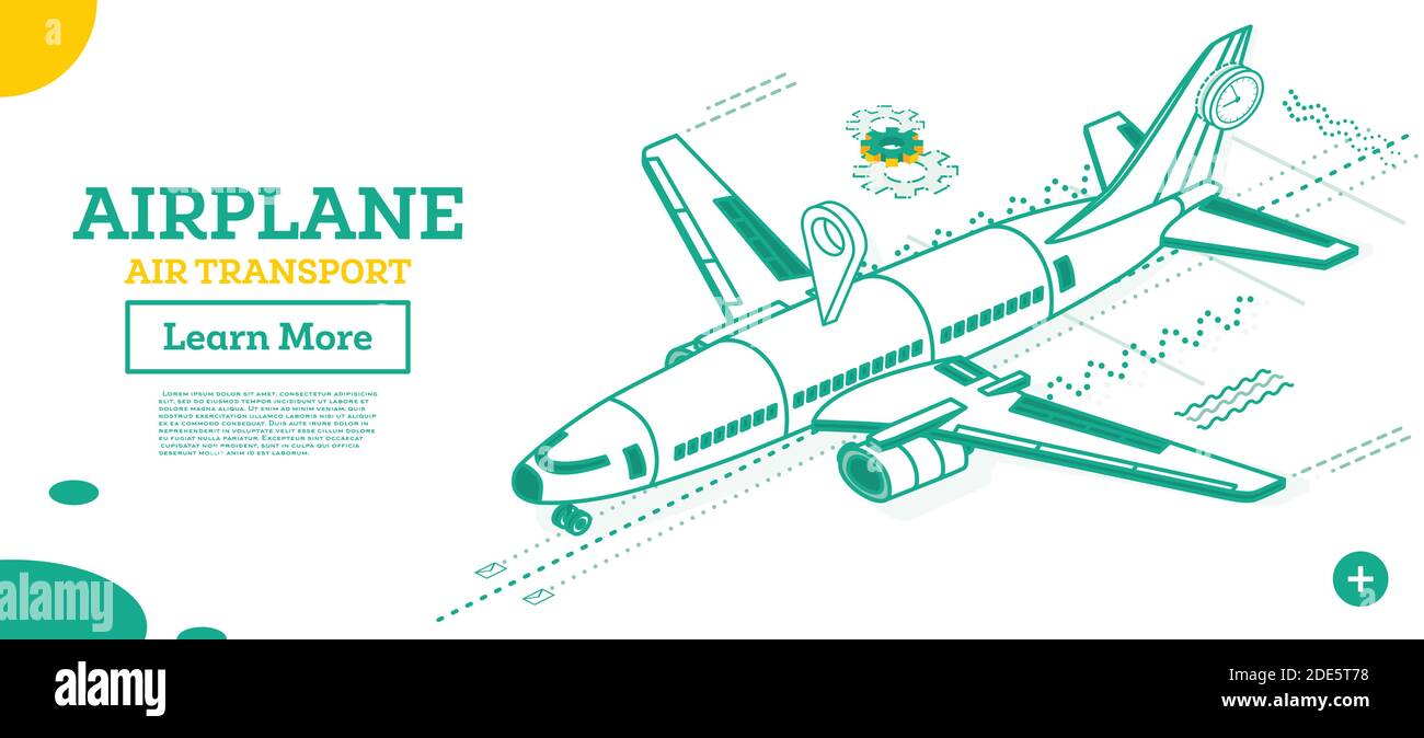 Outline Isometric Airplane Isolated on White. Take Off Passenger's ...