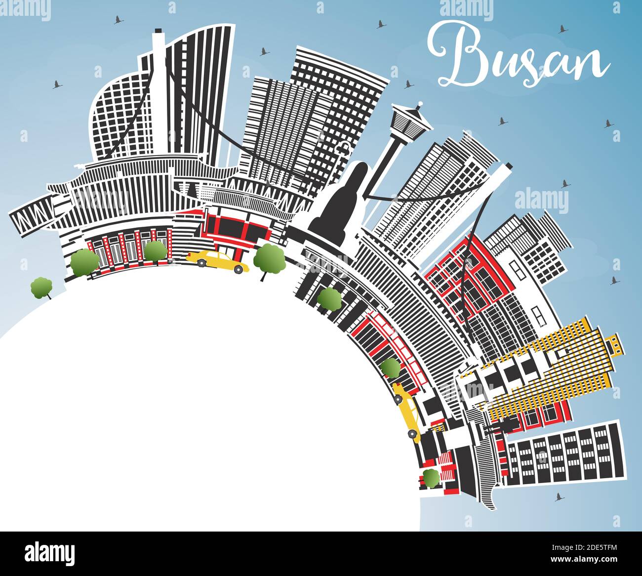 Busan South Korea City Skyline with Color Buildings, Blue Sky and Copy ...