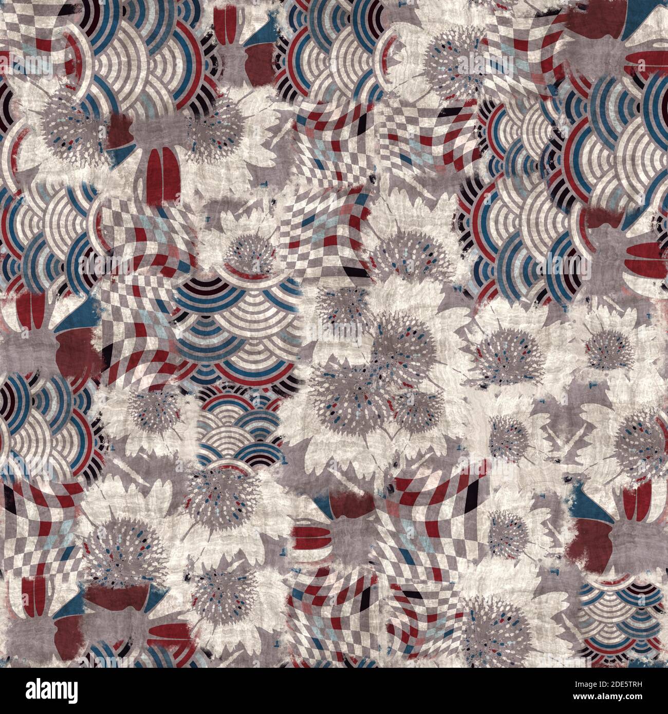 Seamless red white and blue textured retro pattern Stock Photo - Alamy