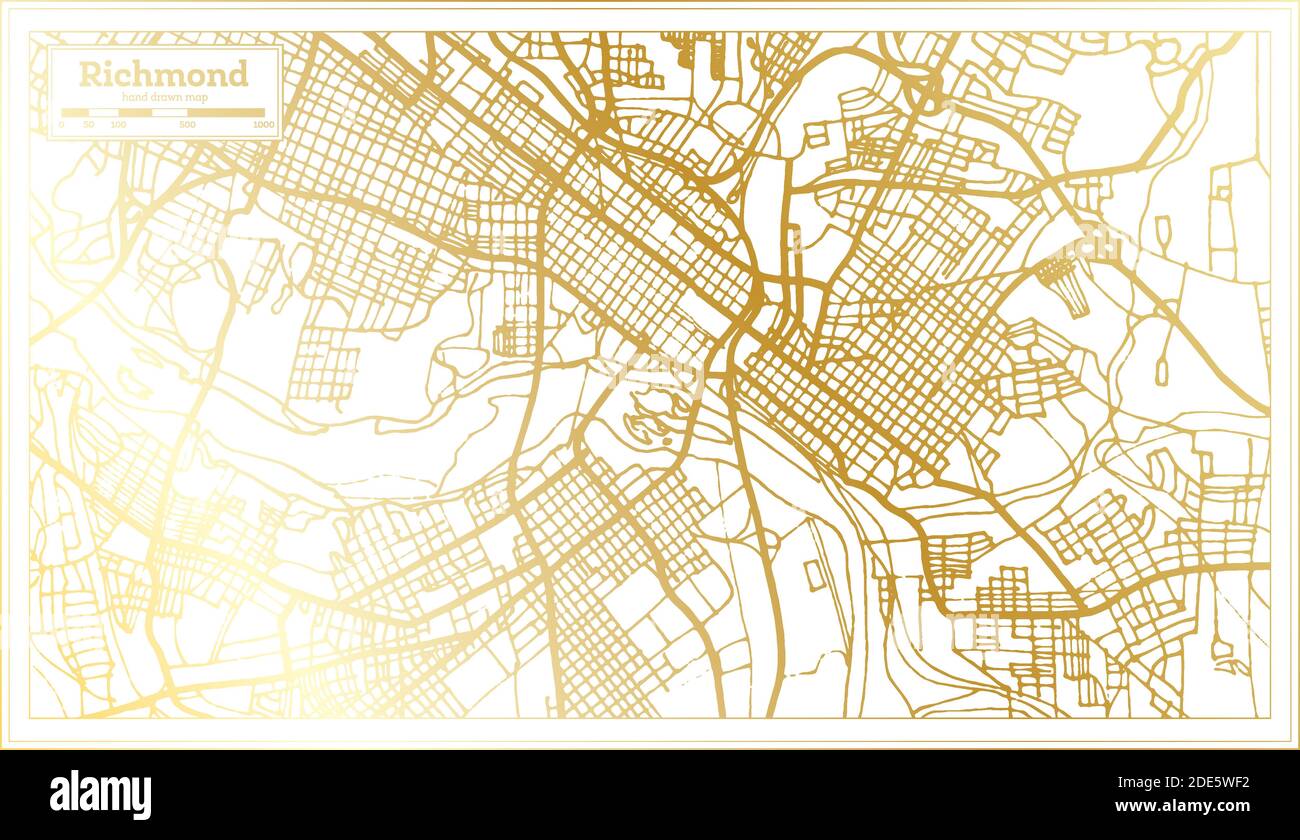 Richmond USA City Map in Retro Style in Golden Color. Outline Map ...