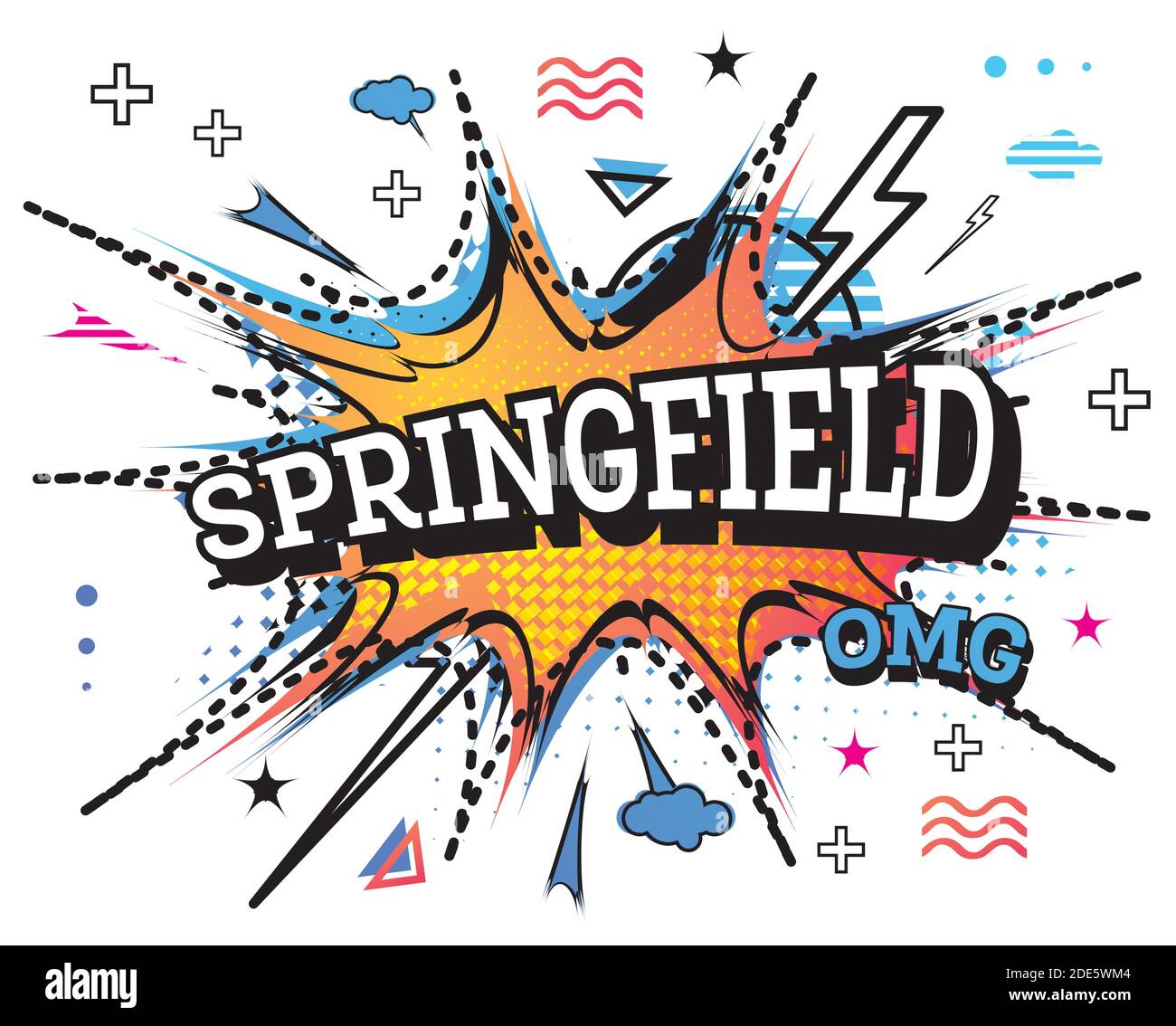Springfield Comic Text in Pop Art Style Isolated on White Background ...
