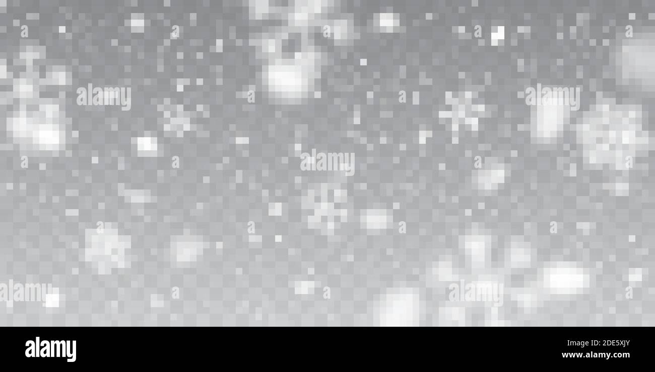 Christmas snow. Falling snowflakes on transparent background. Snowfall ...