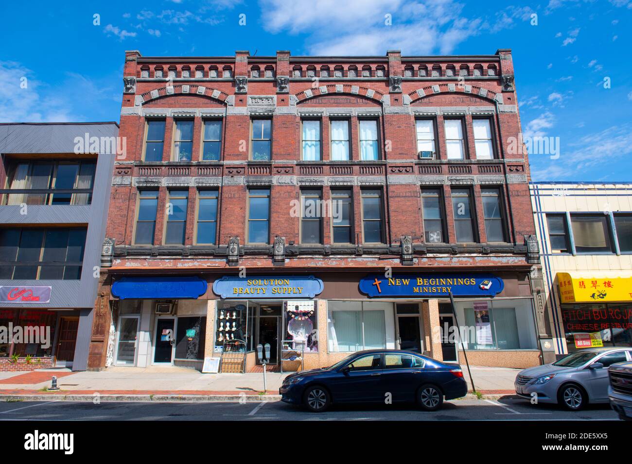 Historic commercial buildings on Main Street at Blossom Street in ...