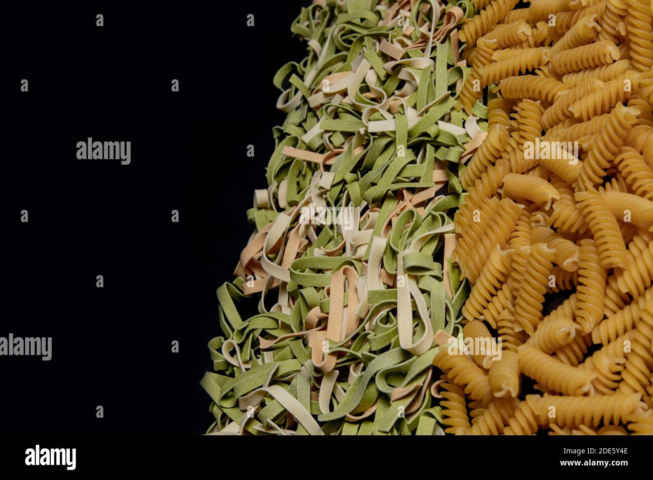 Variety of types and shapes of dry Italian pasta. Italian Macaroni raw ...