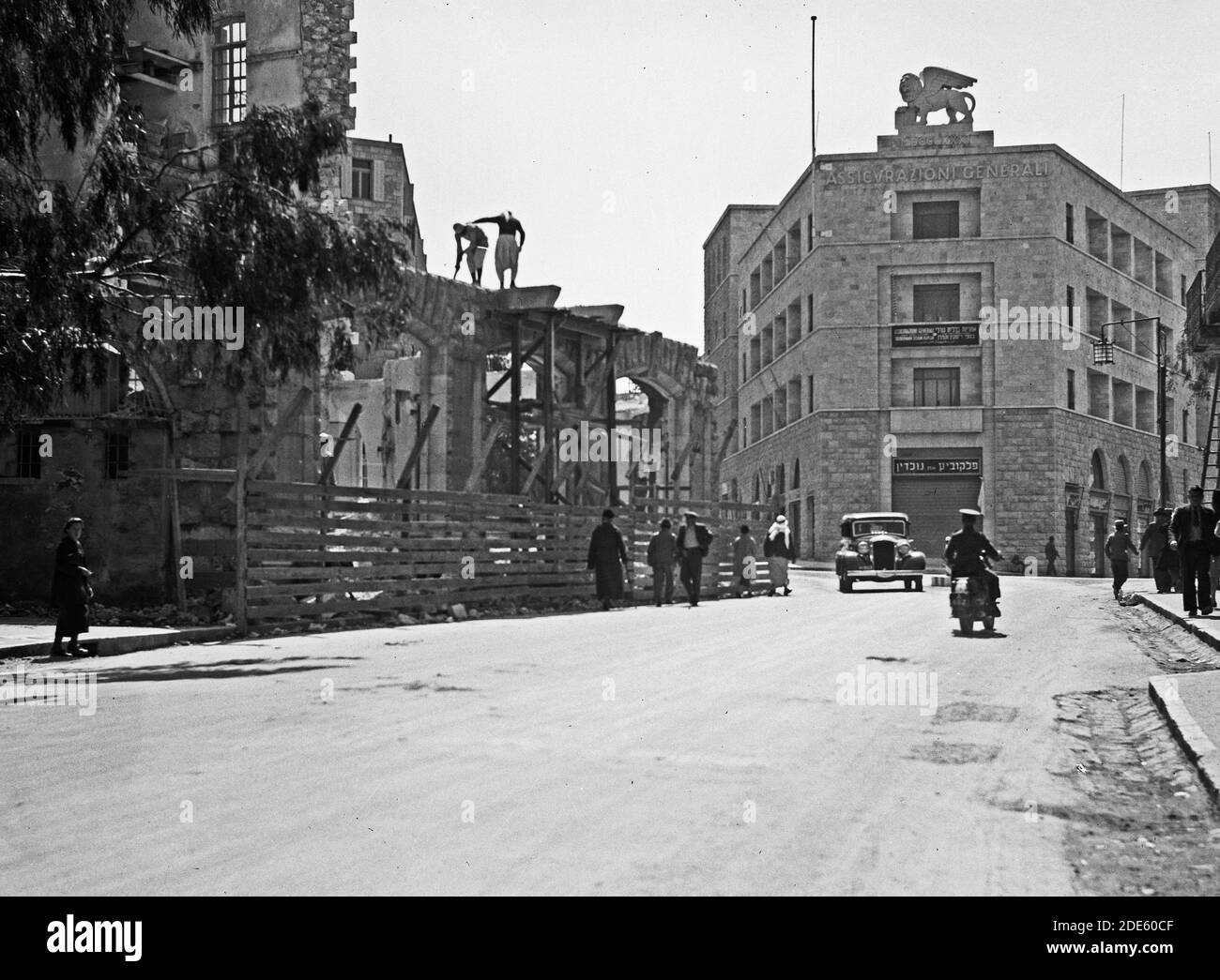 Original Caption: Tearing down Russian building on Jaffa Road (1937 ...