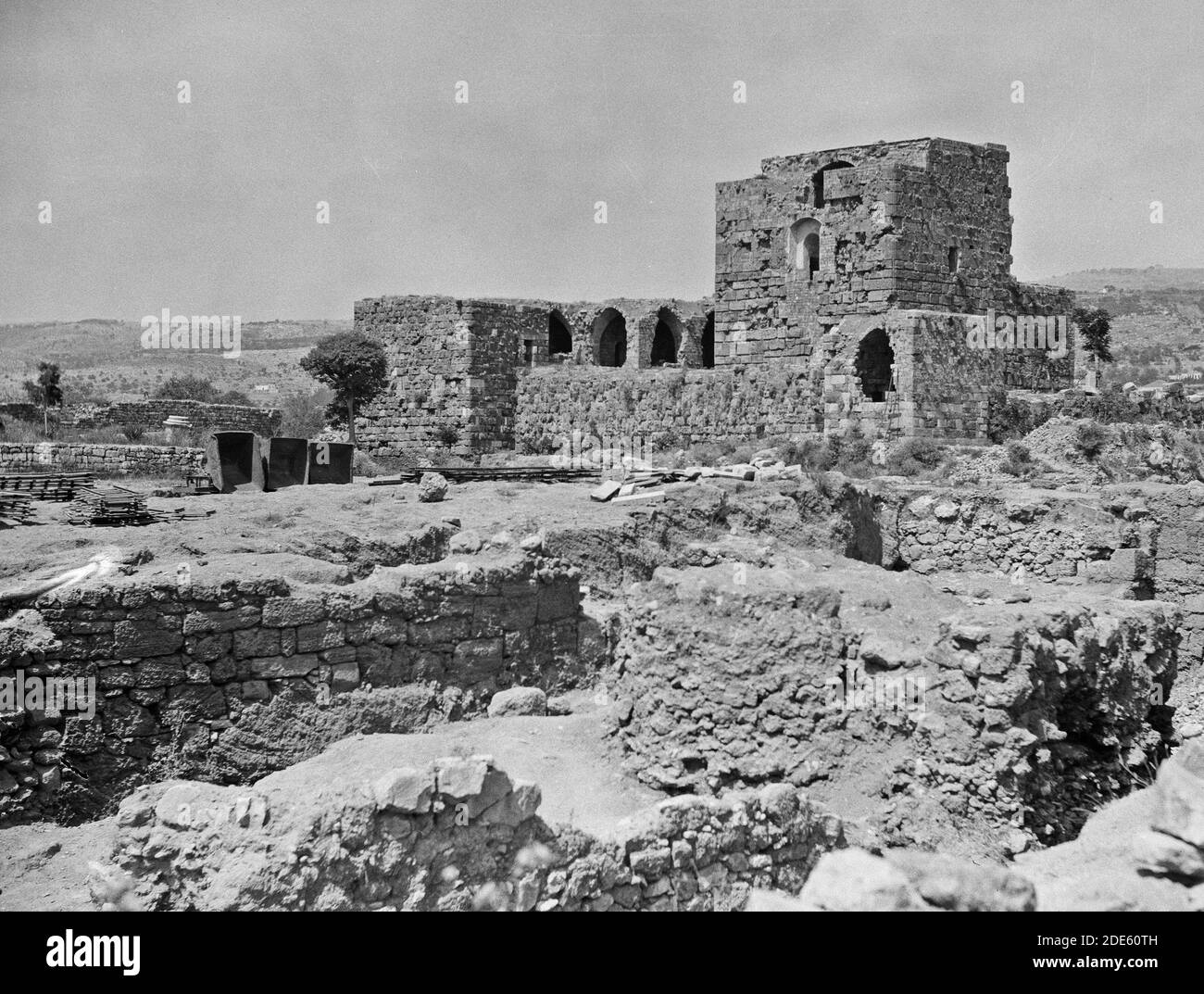 Jebeil. (Biblos). The Crusader castle showing flanking towers and ...