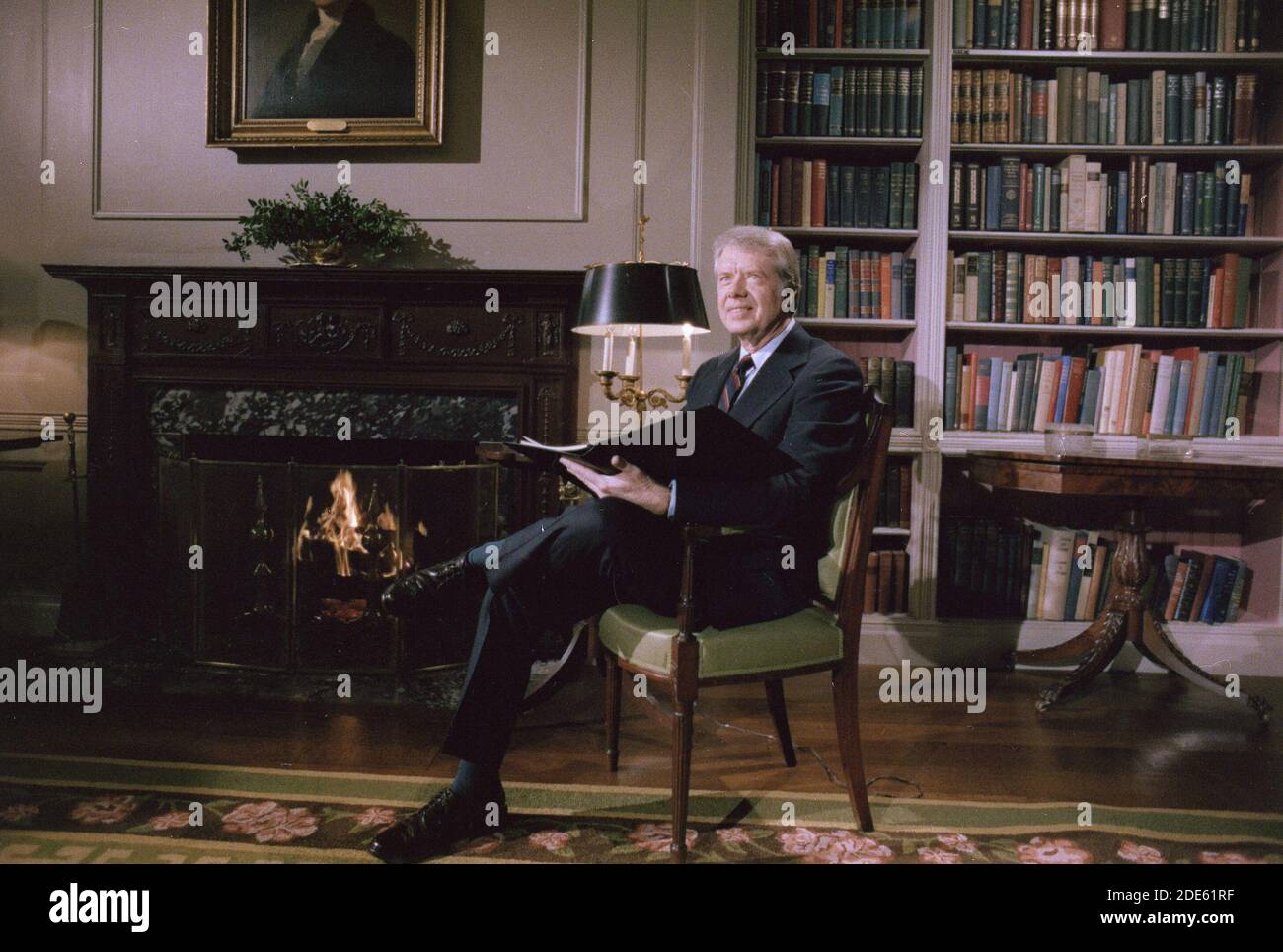 Jimmy Carter delivers his Fireside Chat from the library in the White ...