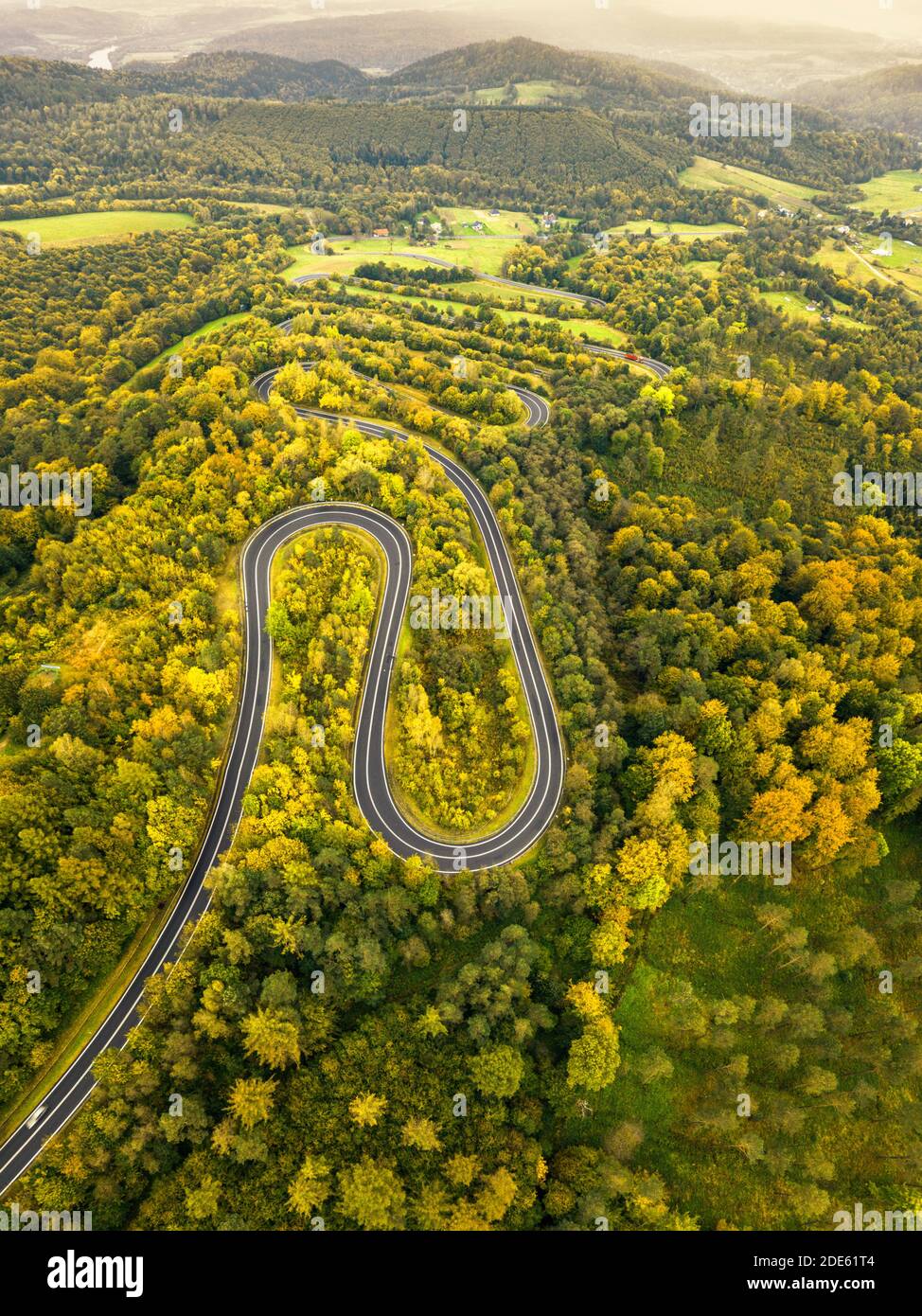 Winding road in Poland. Subcarpathia, Poland Stock Photo - Alamy