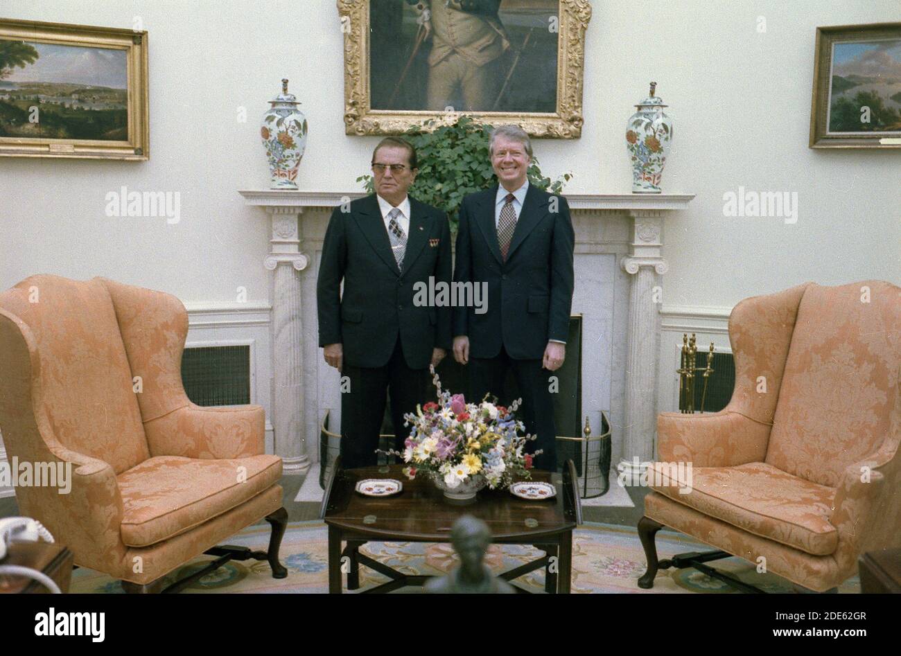 Jimmy Carter and Josip Tito in the Oval Office ca. 03/07/1978 Stock ...