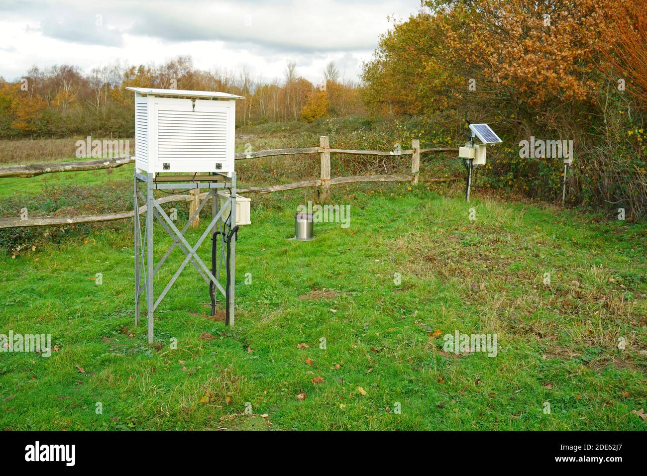 A weather recording station outdoors in the UK Stock Photo - Alamy