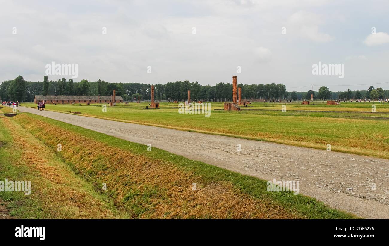 Auschwitz, Poland - July 30th 2018: The chimney remains of the ...