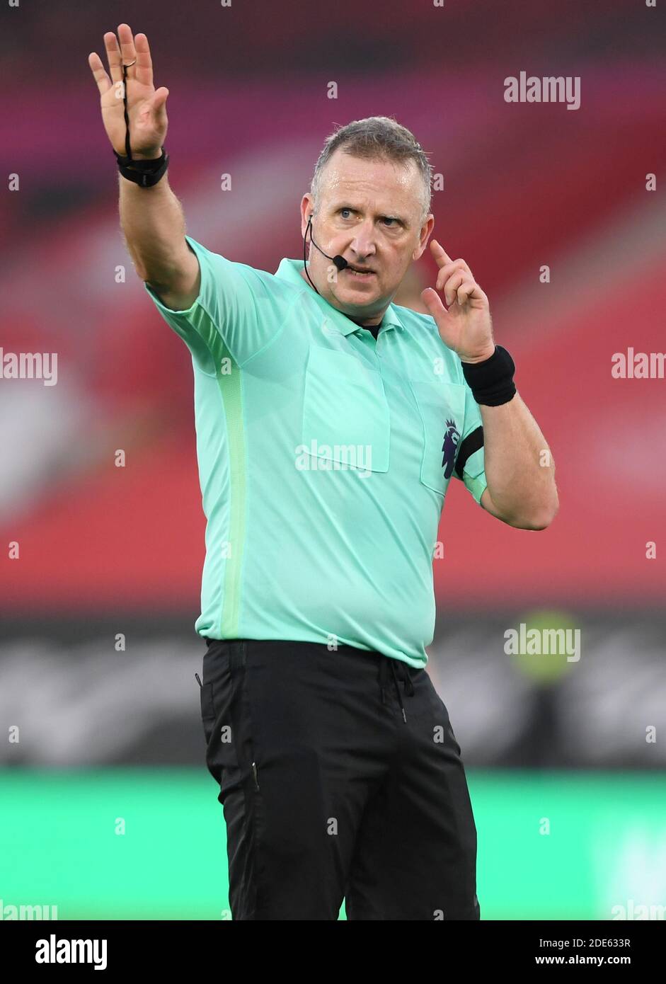 Referee Jon Moss during the Premier League match at St Mary's Stadium ...