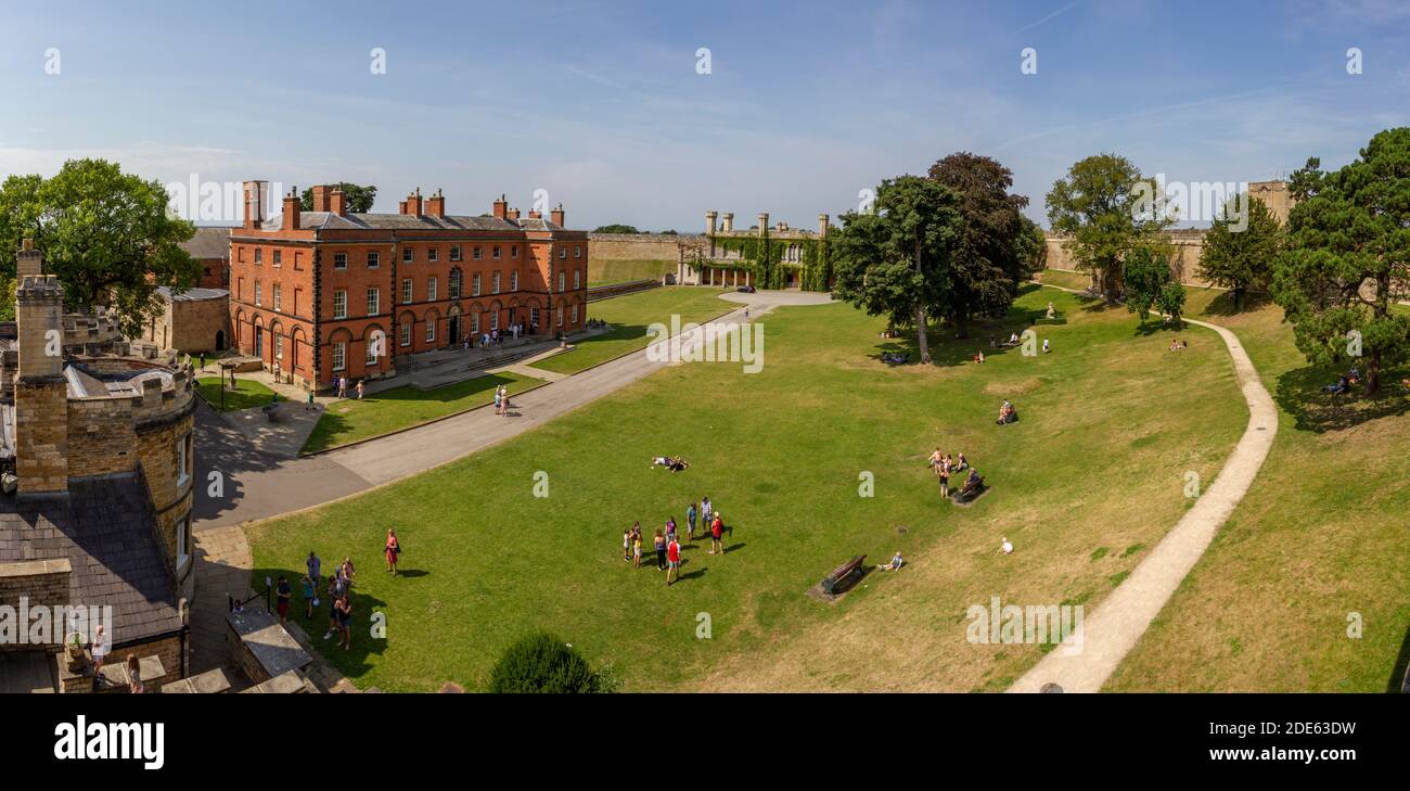 Panoramic view of the grounds of Lincoln Castle including the Victorian ...