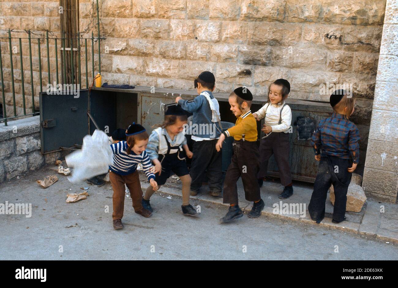 Israel; young orthodox boys playing in the old city of Jerusalem Stock ...