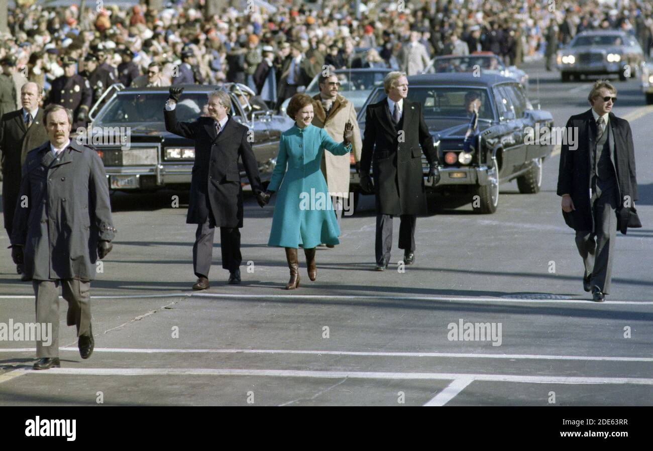 President Jimmy Carter and Rosalynn Carter walk down Pennsylvania ...