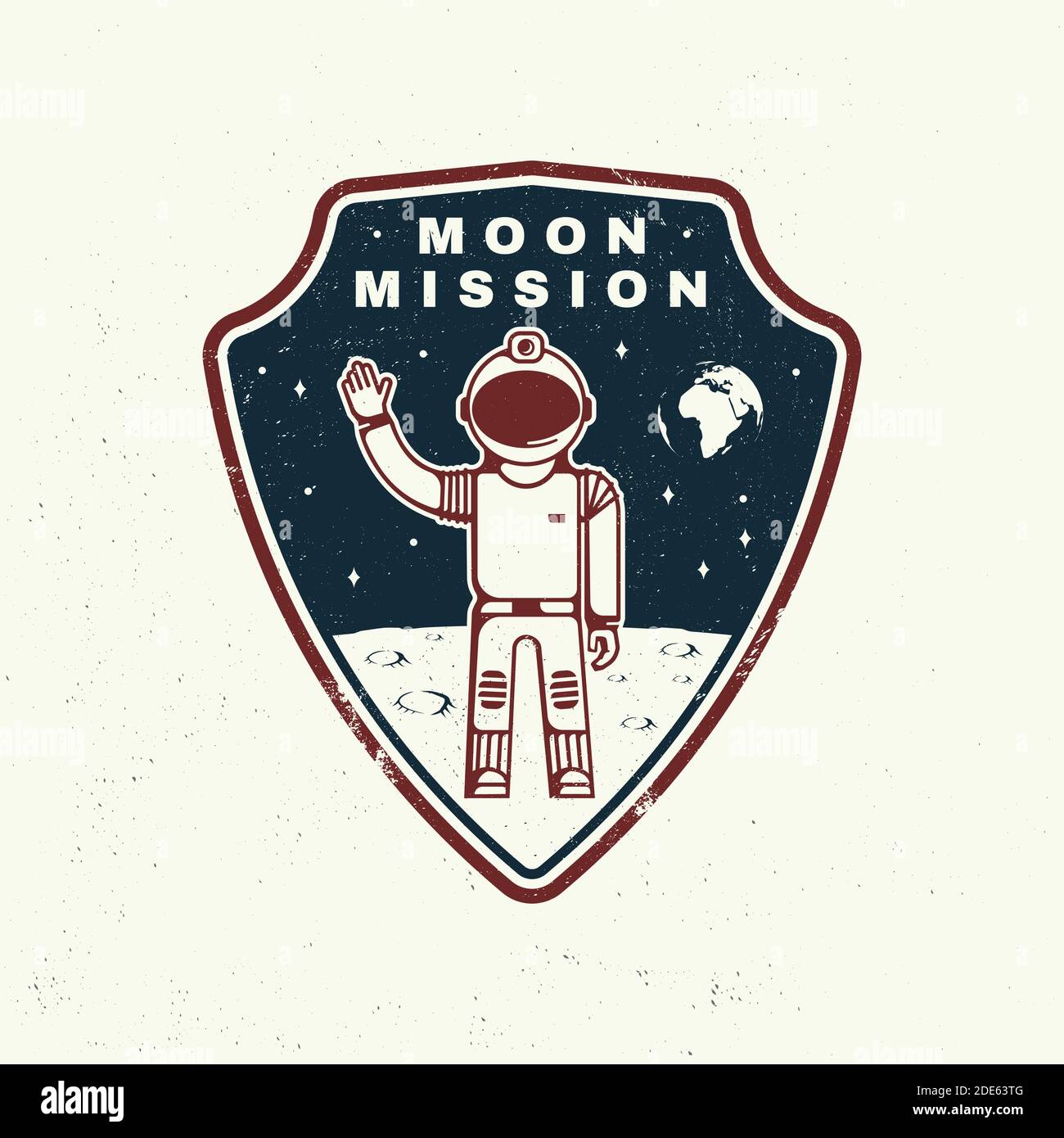 Moon mission logo, badge, shirt, t, design, print. Vector illustration ...