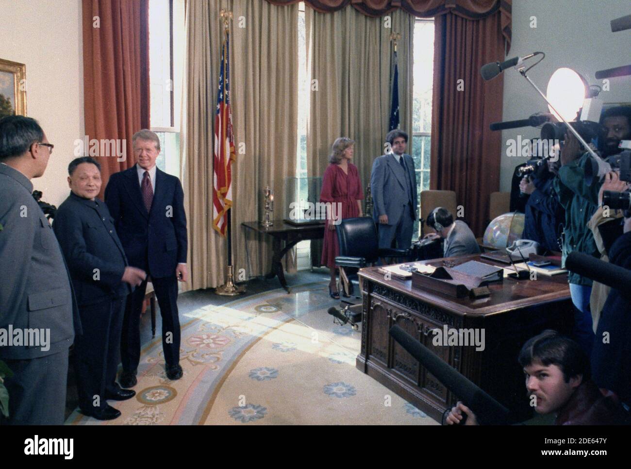 Deng Xiaoping and Jimmy Carter meet the press in the Oval Office. ca ...