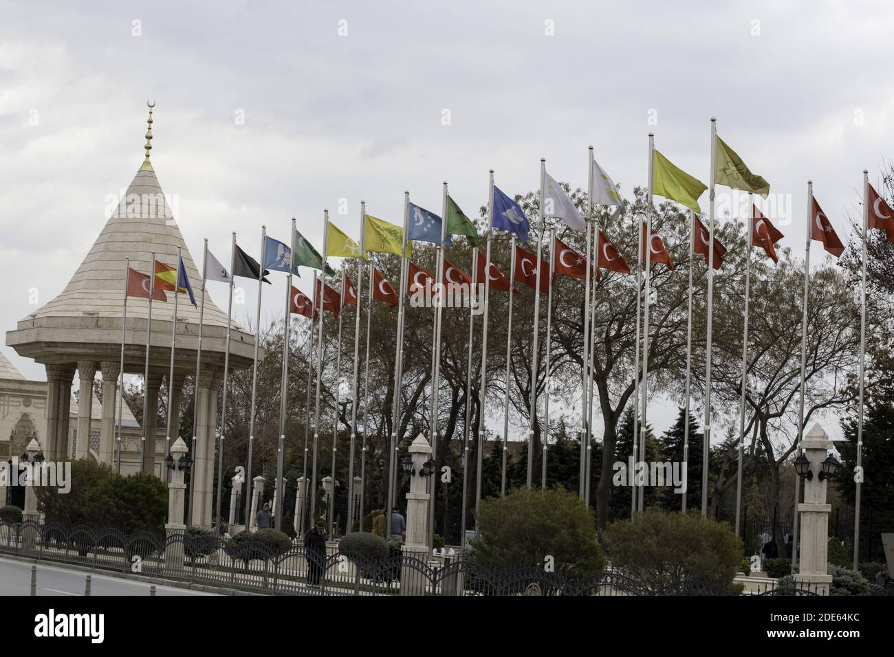 Flags lined up on gloomy day outdoors Stock Photo - Alamy