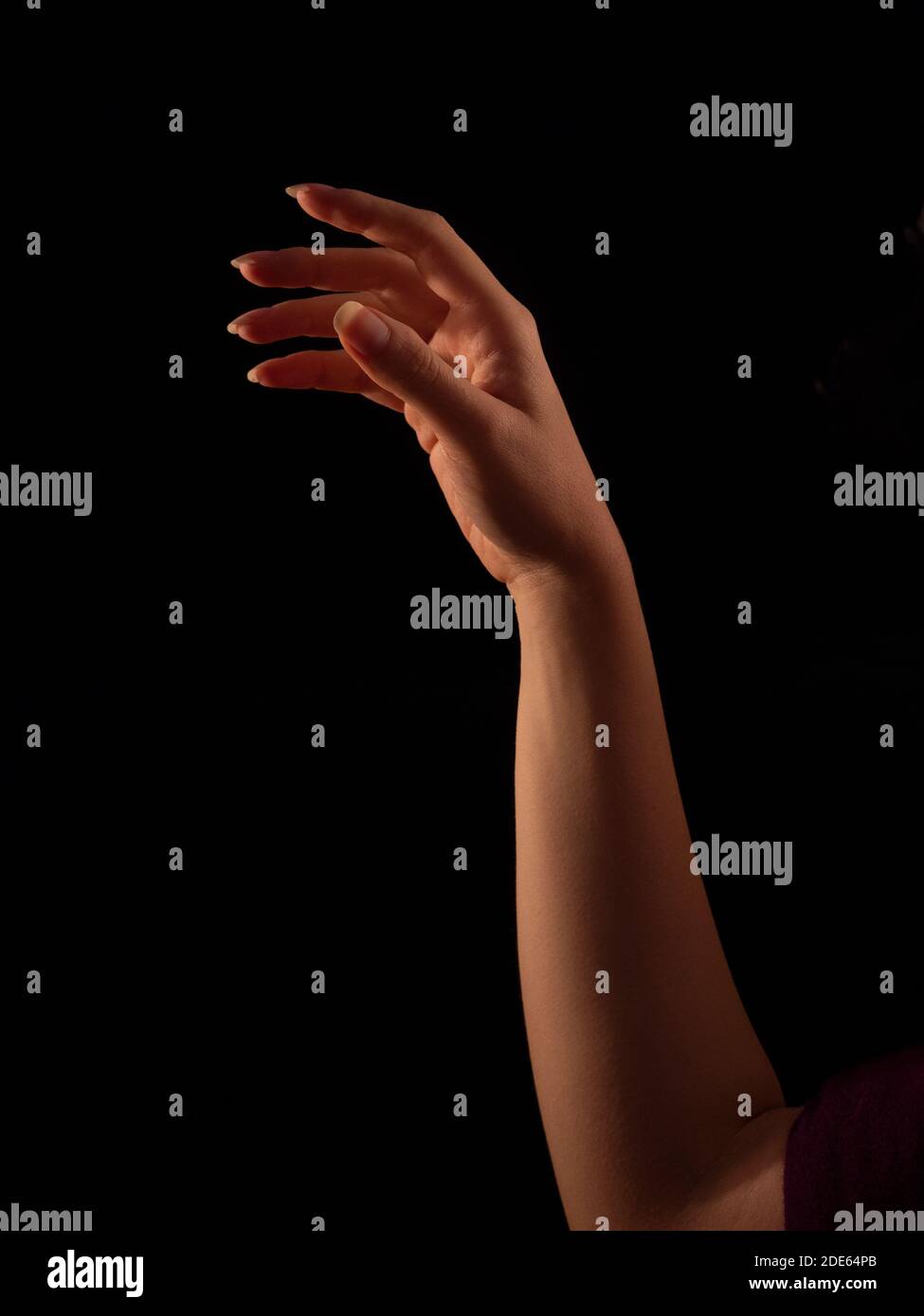 Beautiful Woman's Hand in Rim Light Stock Photo - Alamy