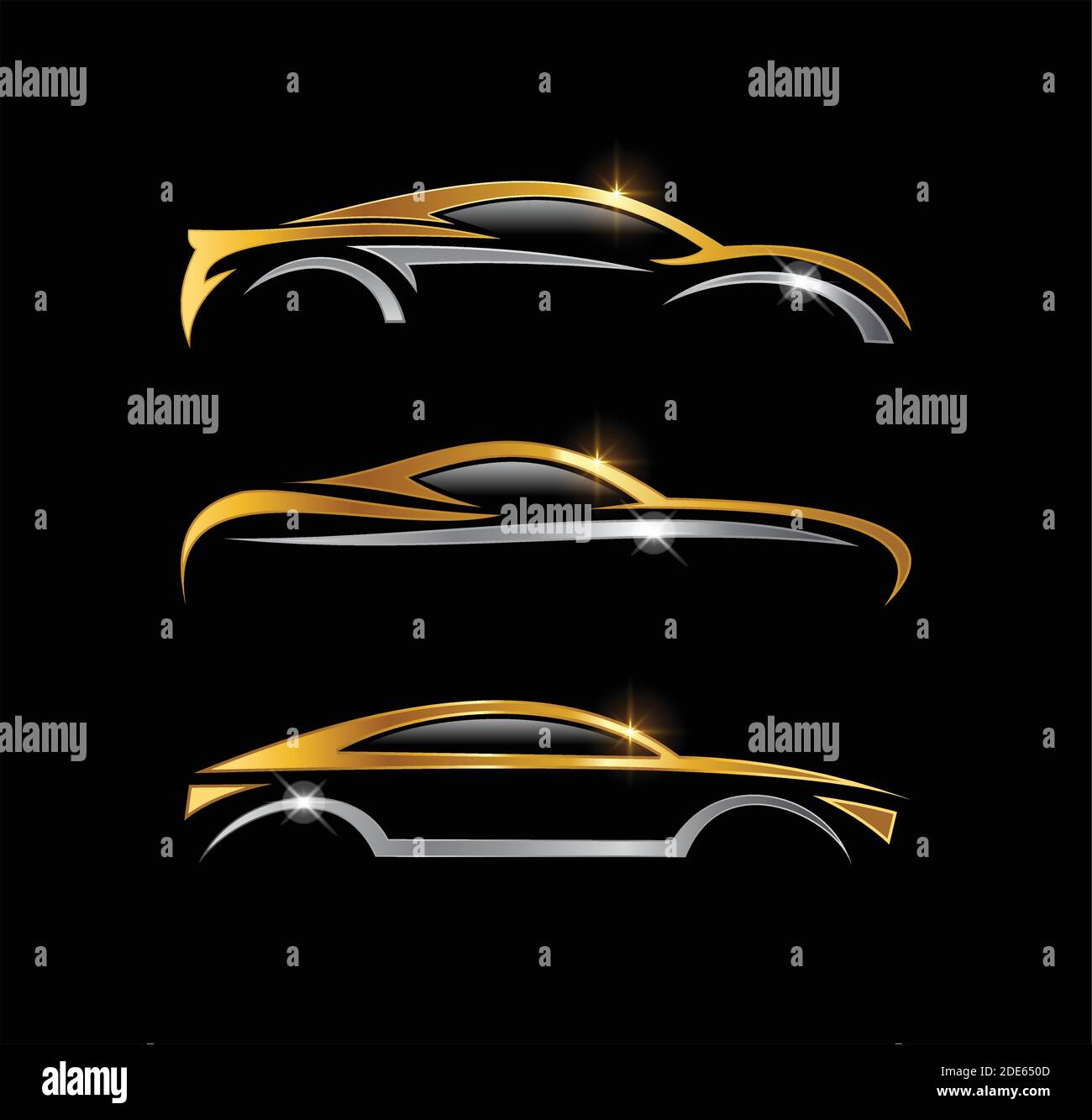 A vector of Golden and silver car sign in black background Stock Vector ...